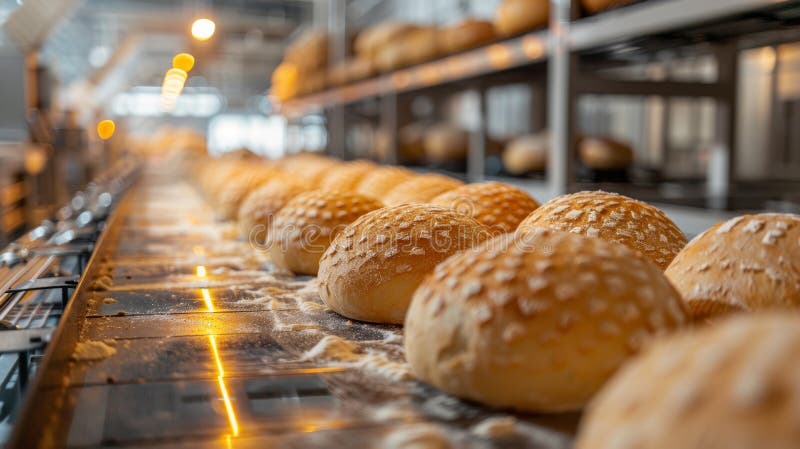 Industrial Dough Processing, Dough is Automatically Moved through ...