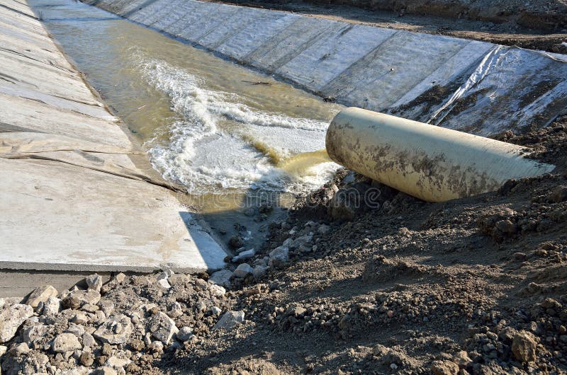 Polluted Water Overflow from Sewage Stock Photo - Image of sewage ...
