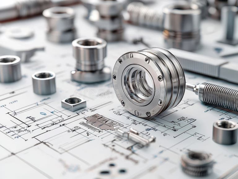 Industrial Drawing Detail and Several Drawing Tools Stock Photo - Image ...