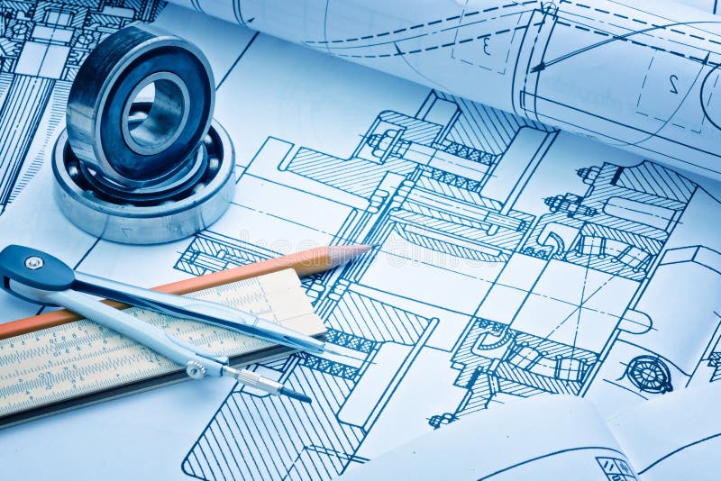Industrial drawing stock photo. Image of drafting, blue - 84174458