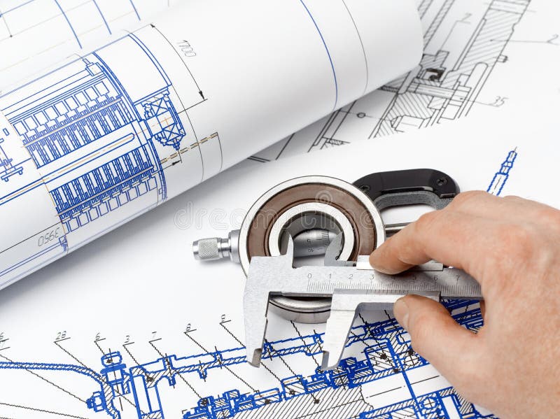 Industrial Drawings of Mechanisms and Tools. Stock Image - Image of ...
