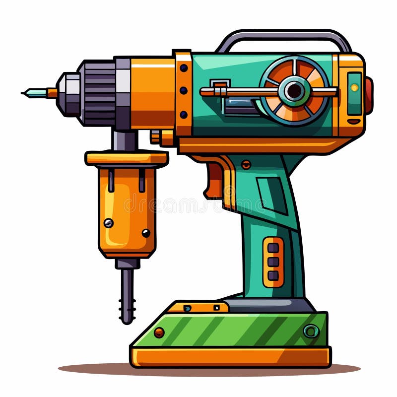 Industrial Drill Machine Isolated Stock Illustration - Illustration of ...