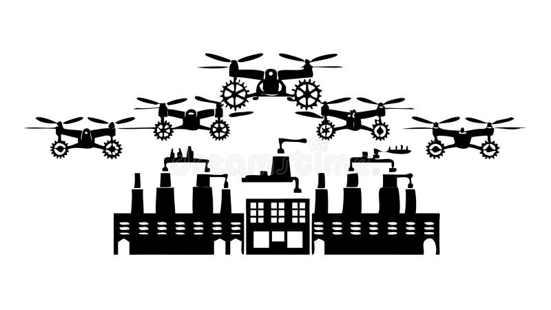 Industrial Drone Fleet Vector, Essential for Logistics Infrastructure ...
