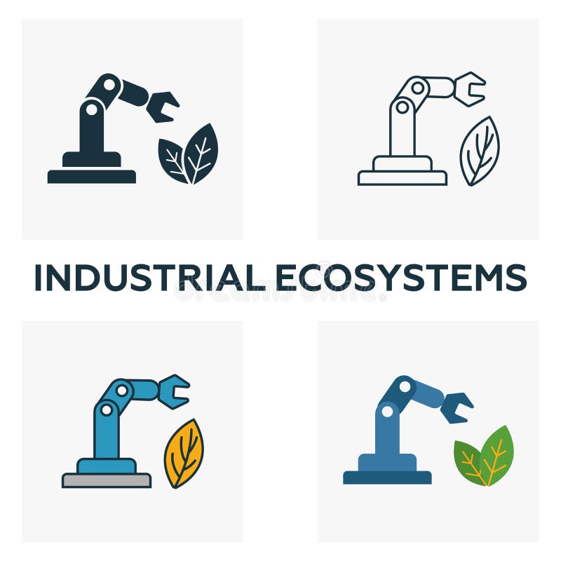 Industrial Ecosystems Icon Thin Line Style Industry 4 0 Icons
