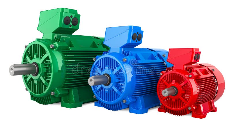 Industrial Electric Motors, Different Size. 3D Rendering Stock ...