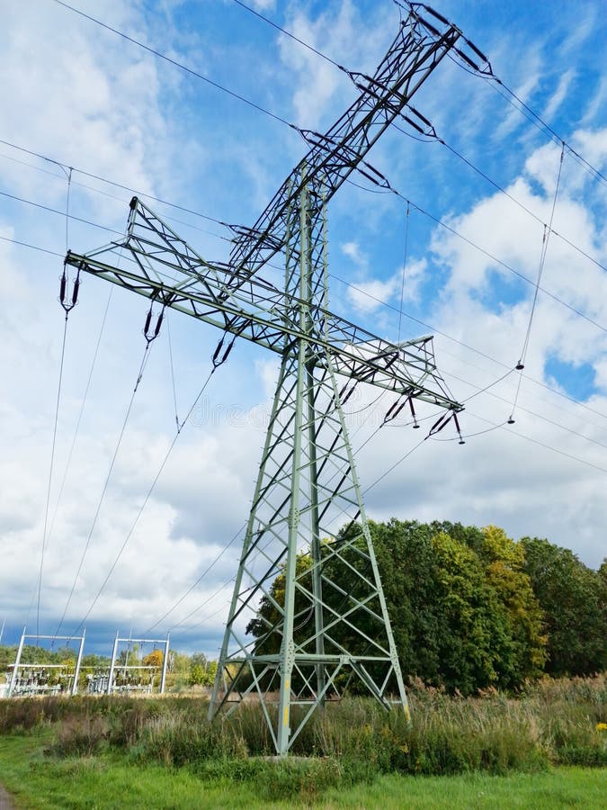 Industrial Electric Voltage Structure. Power Station Stock Image ...