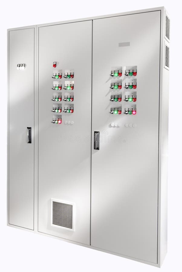 Electrical Switchboard, with a Closed Door on Which There are Circuit ...