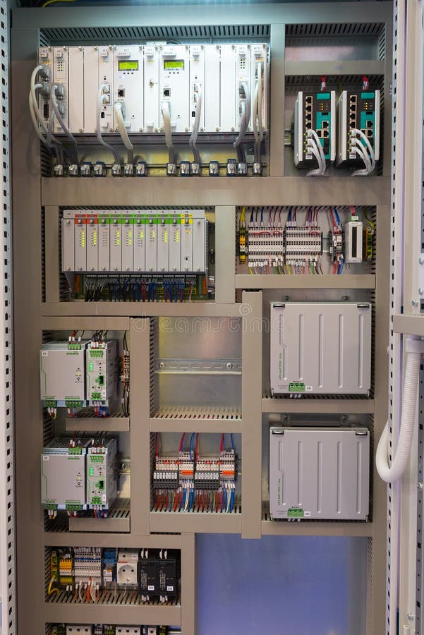 Industrial Electrical Switch Panel in Control Room Stock Image - Image ...