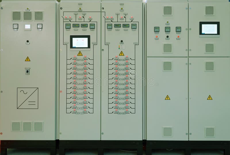 Industrial Electrical Switch Panel in Control Room Stock Image - Image ...