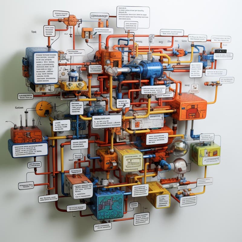Industrial Electrical System Featuring Multiple Pipes and Valves Attached To a Wall, AI ...