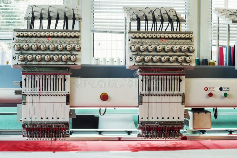 Industrial Embroidery Machine in Textile Factory Stock Image - Image of ...