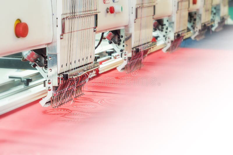 Industrial Embroidery Machine in Textile Factory Stock Image - Image of ...