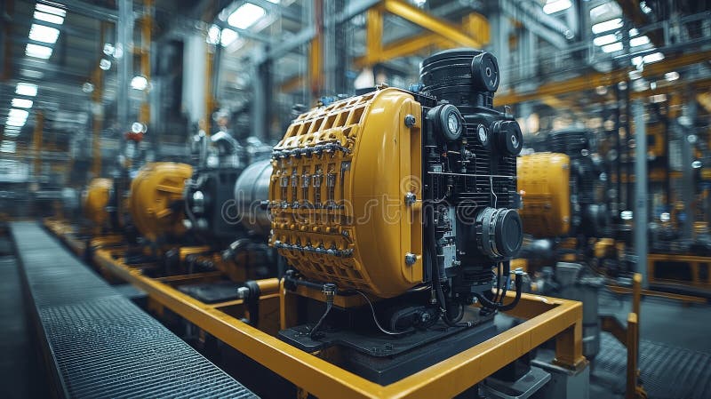 Industrial Engine Cluster in Modern Factory Setting Stock Illustration ...