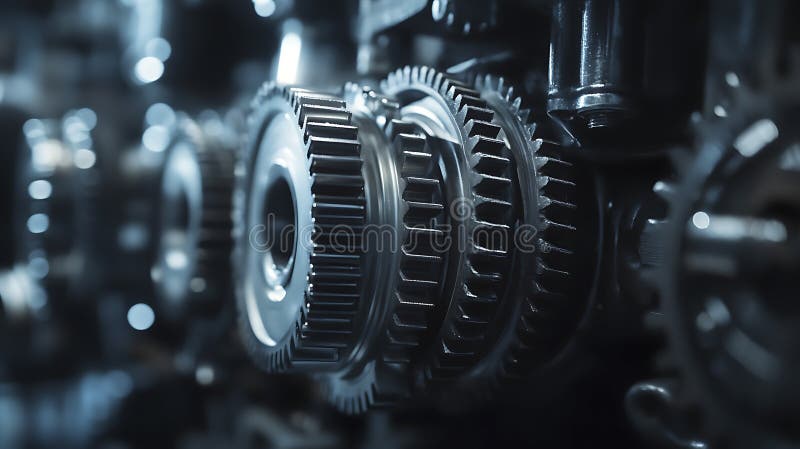 Industrial Engine Gear Wheels Interlocked Mechanical Precision Stock ...