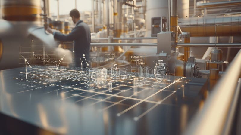 Industrial Engineer Analyzing Data in High-tech Manufacturing Facility ...