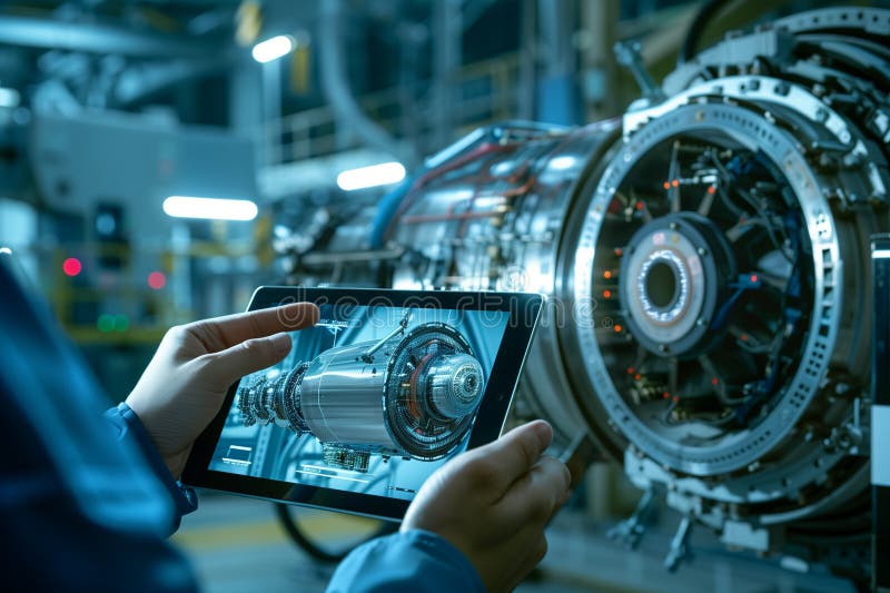 Industrial Engineer Holding Tablet in Front of Machine Stock Photo ...