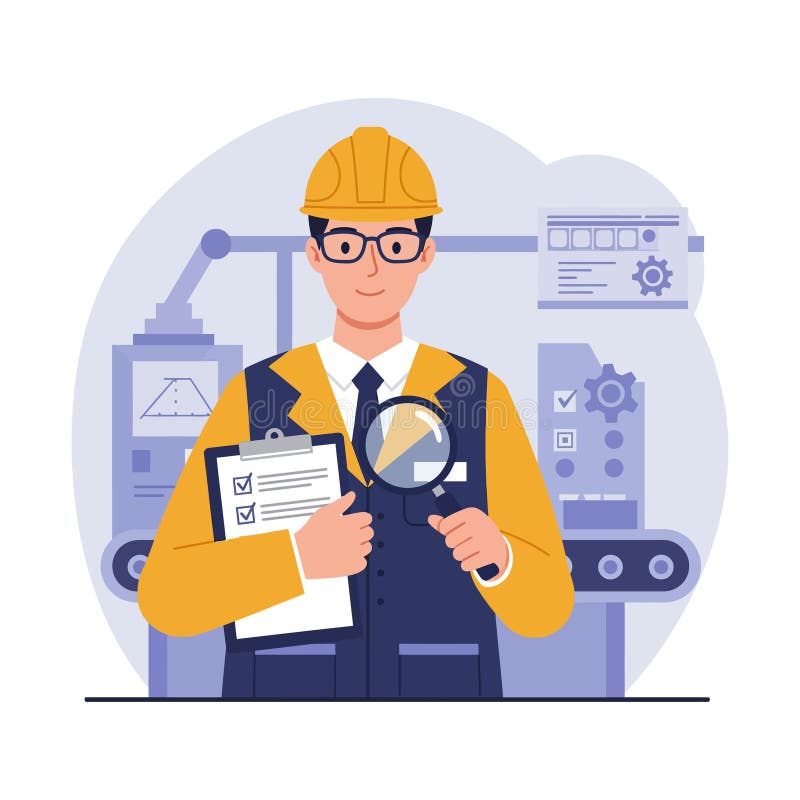 Industrial Engineer Inspecting Quality Control Checklist with ...