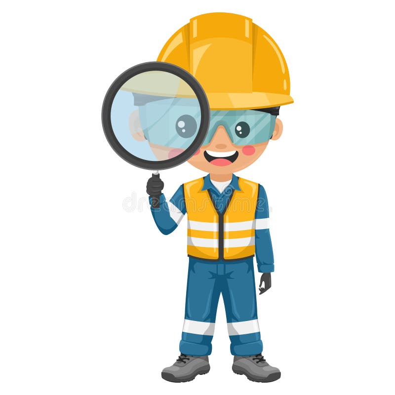 Industrial Engineer Looking through a Magnifying Glass. Concept of ...
