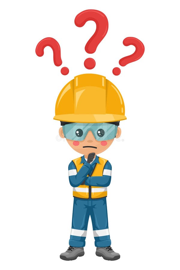 Industrial Engineer Pensive and Expressing Doubt with Question Sign for ...