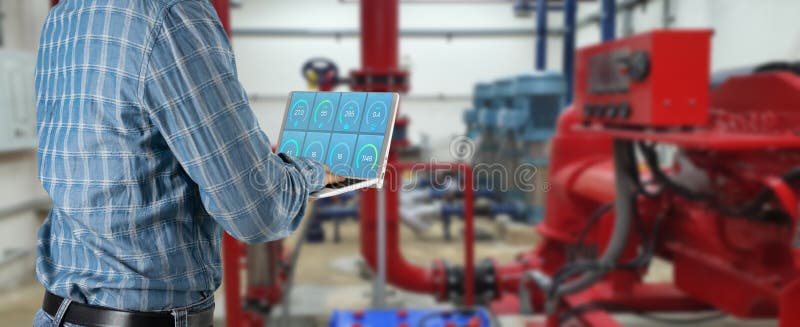 Industrial Engineer in Using Laptop of Machine Inspection is in ...