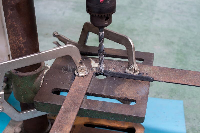 The Industrial Engineer Using a Mechanical Drill Machine Stock Photo ...