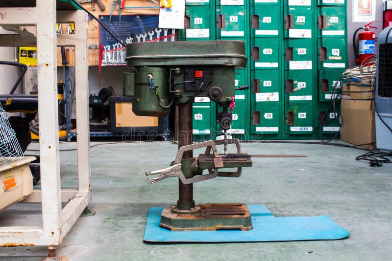 The Industrial Engineer Using a Mechanical Drill Machine Stock Photo ...