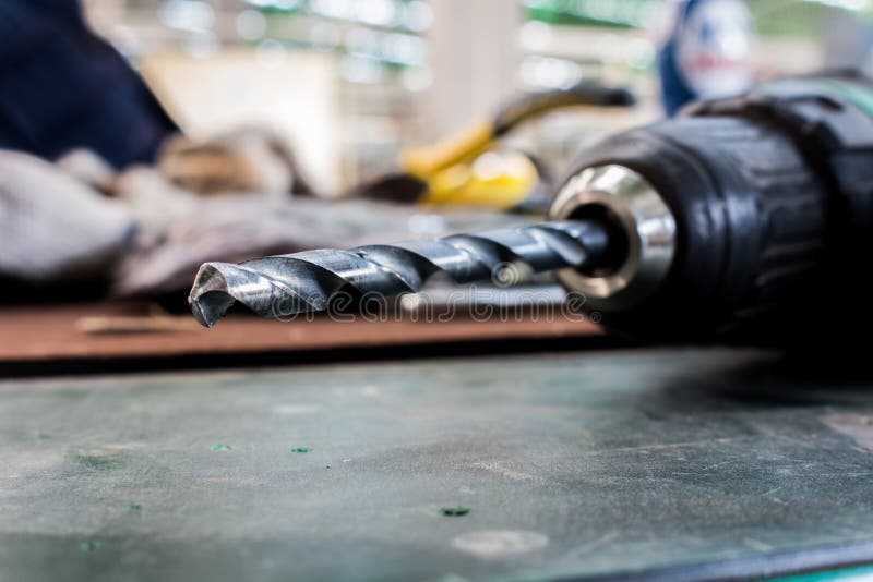 The Industrial Engineer Using a Mechanical Drill Machine Stock Photo ...