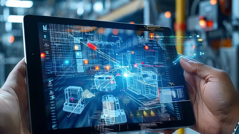 Industrial Engineer Using Touchscreen Tablet Computer at a Modern Factory Stock Footage - Video ...