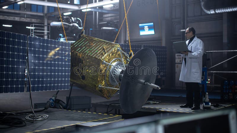 Industrial Engineer Working on Artificial Satellite Construction ...