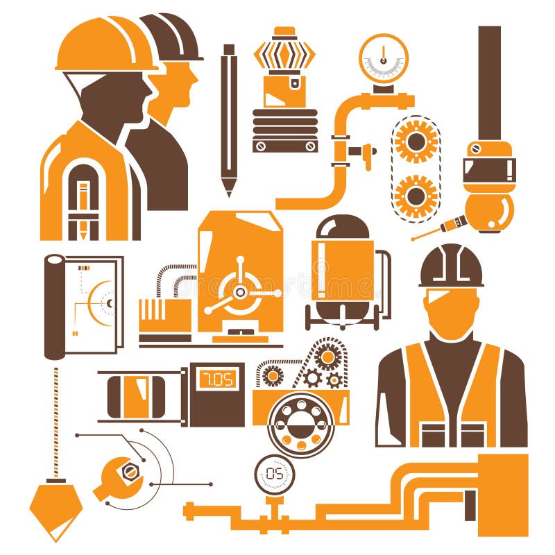 Manufacturing Process or Production Icons Set Stock Vector ...