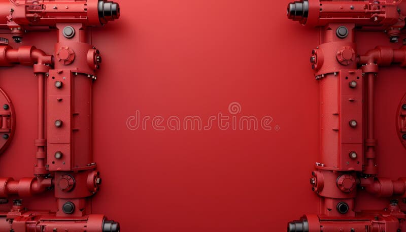 Industrial Engineering Design Featuring Red Machinery Components with ...