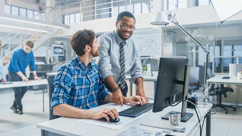 In the Industrial Engineering Facility: Portrait of the Handsome Male ...