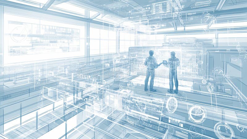 Industrial Engineers Collaborating in Digitalized Factory Setting Stock ...