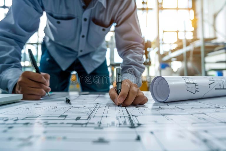 Industrial Engineers Constructing Infrastructure in Manufacturing Facility Setting Stock ...