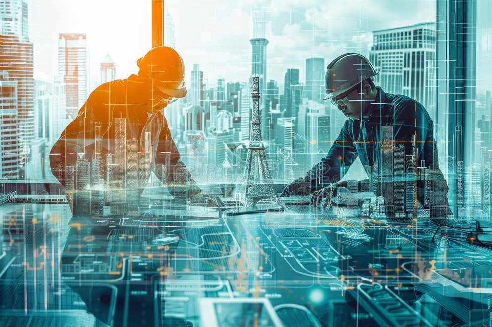 Industrial Engineers Working on Constructing Infrastructure in a Manufacturing Facility Stock ...