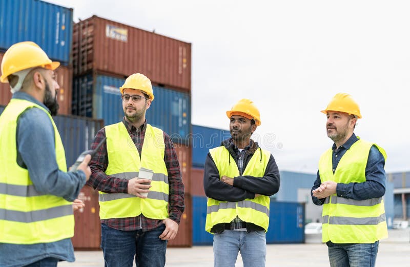 Industrial Engineers Working in Logistic Terminal of Container Cargo ...