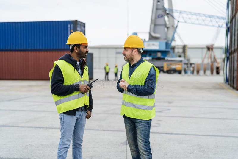 Industrial Engineers Working in Logistic Terminal of Container Cargo ...