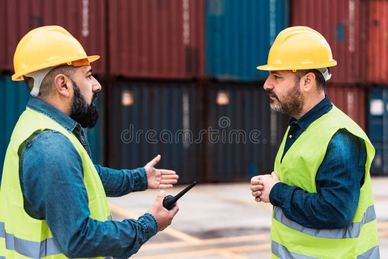 Industrial Engineers Working in Logistic Terminal of Container Cargo ...