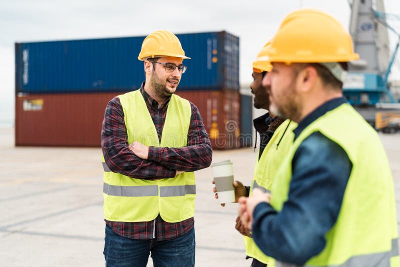 Industrial Engineers Working in Logistic Terminal of Container Cargo ...