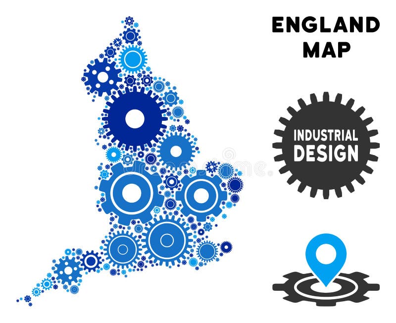 Collage England Map of Gears Stock Vector - Illustration of gearwheel ...