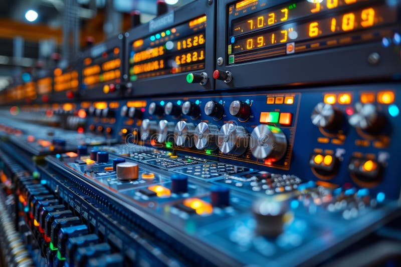 Industrial Enterprise Control Panel Monitors Displaying Operational ...