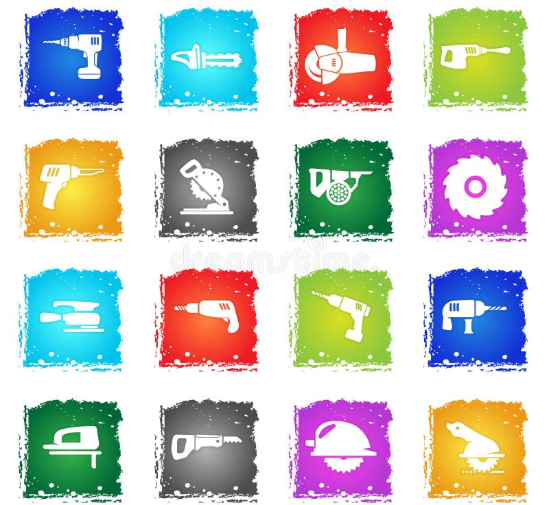 Industrial Equipment Icon Set Stock Vector - Illustration of chisel ...