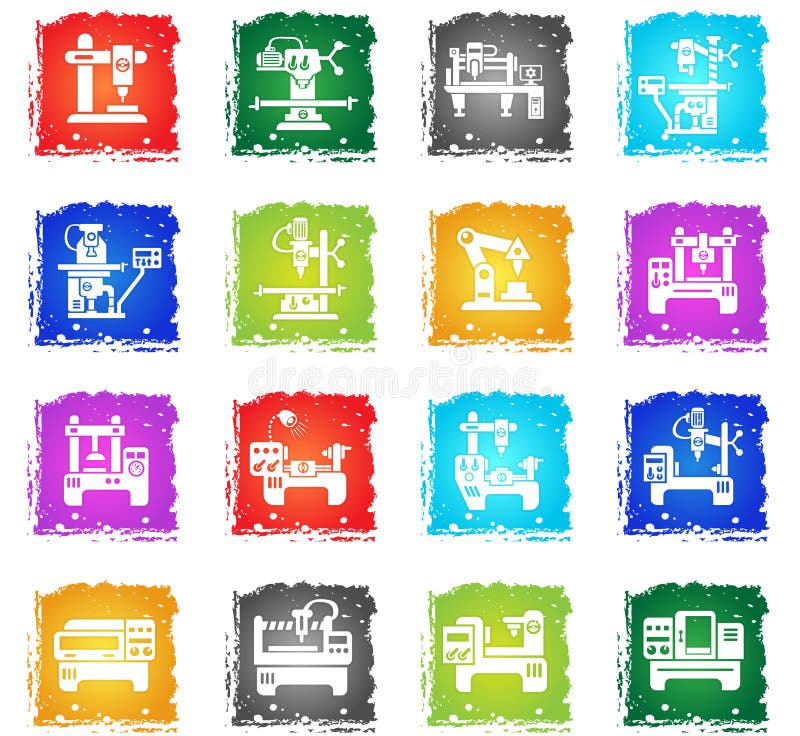 Industrial Equipment Icon Set Stock Illustration - Illustration of ...