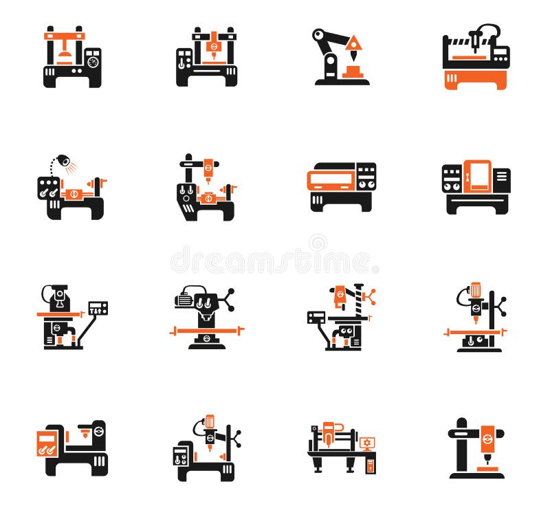 Industrial Equipment Icon Set Stock Illustration - Illustration of ...