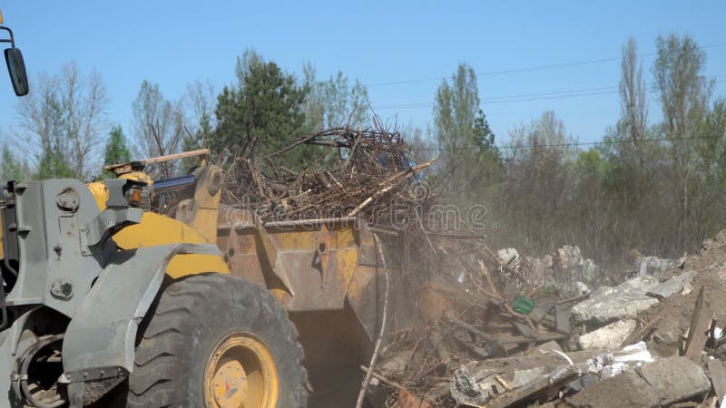 Tractor Loader Household Waste at Landfill. Stock Footage - Video of ...
