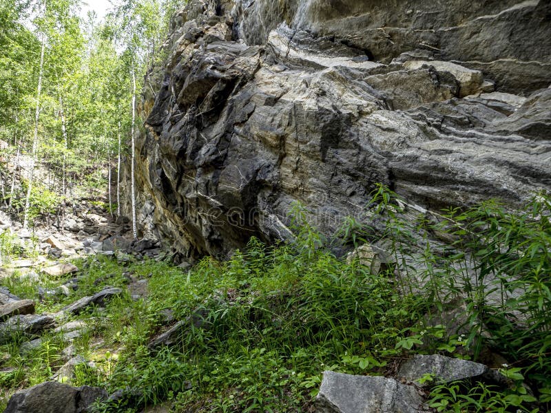 Industrial Excavation of Rock for Mining in the Ural Mountains Stock ...