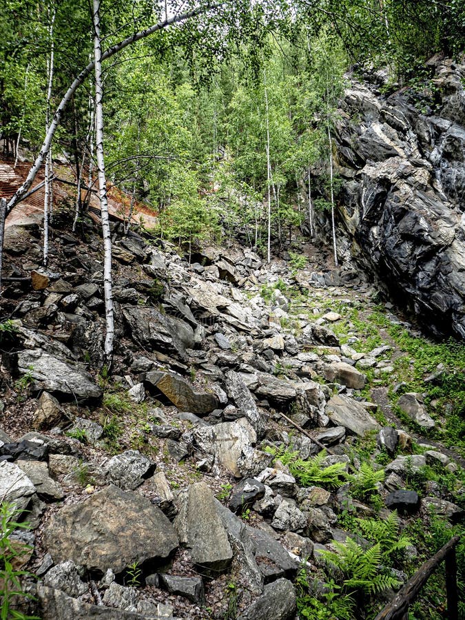 Industrial Excavation of Rock for Mining in the Ural Mountains Stock ...