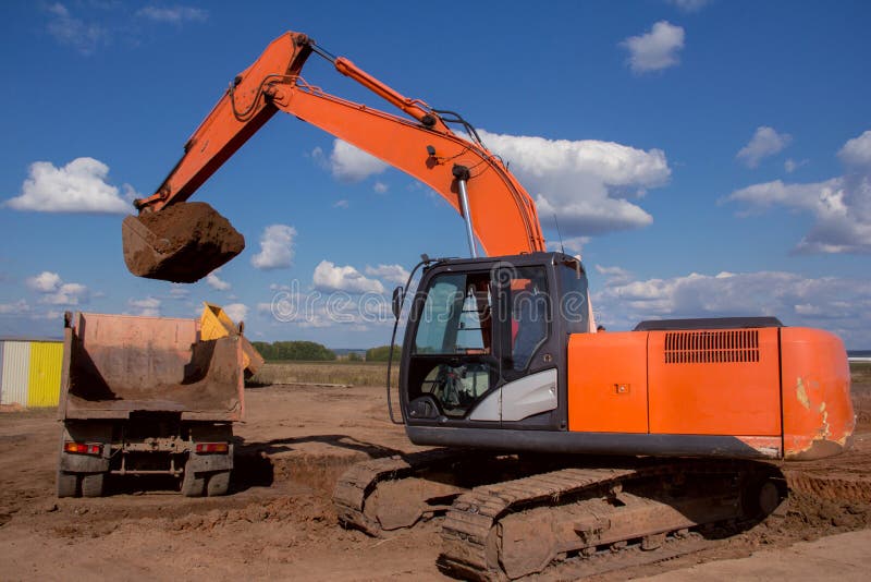 Industrial Excavator on a Construction Site. Special Equipment on the ...