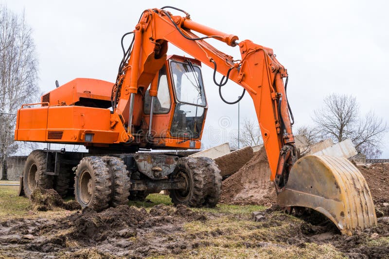 Working Excavator Shovel Moving Soil Stock Photo - Image of heavy ...