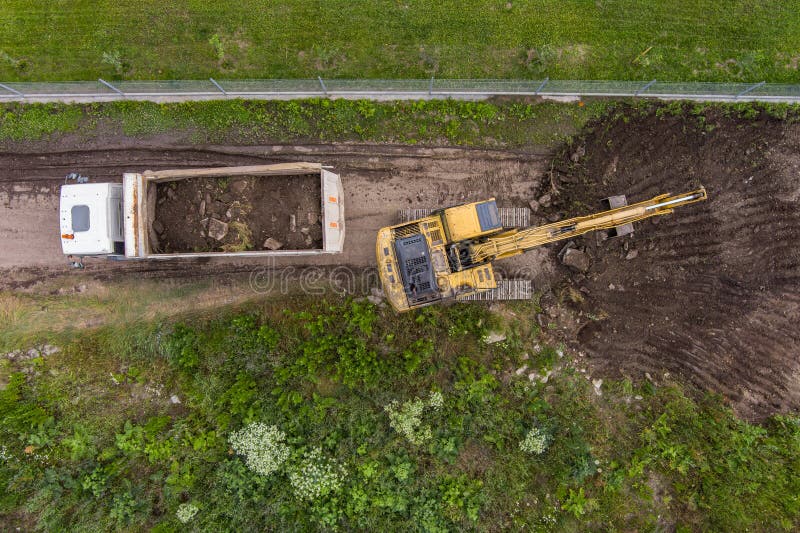 Industrial Excavator Working on Construction Site Stock Photo - Image ...